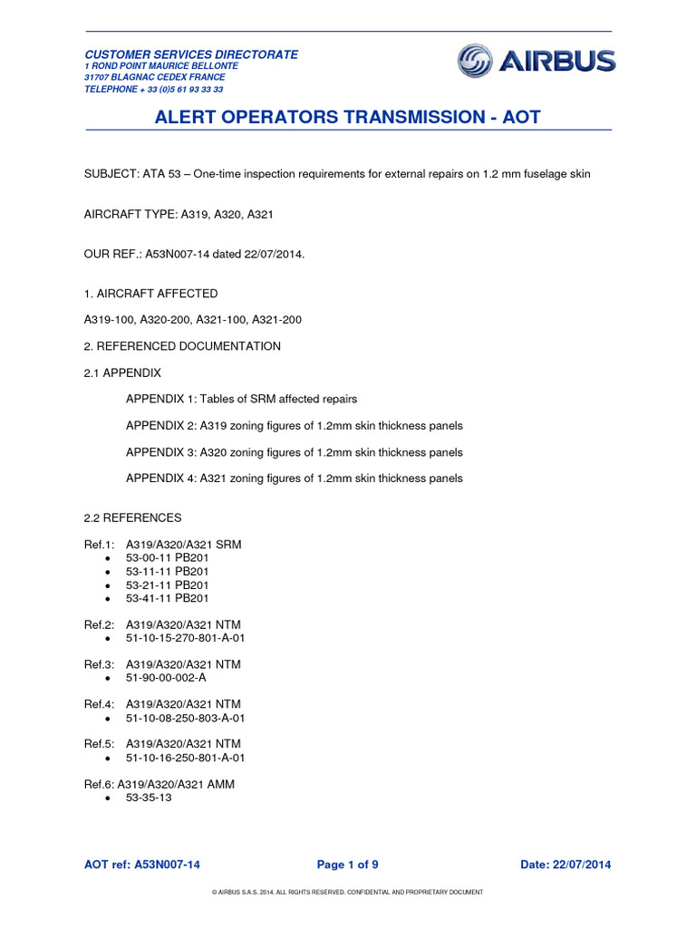 AOT A53N007-14 r00 | PDF | Airliner | Aircraft