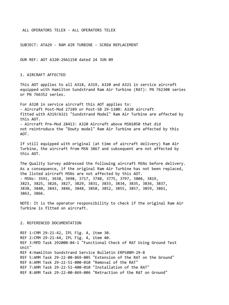 AOT 29A1150 r00 | PDF | Aviation | Aircraft