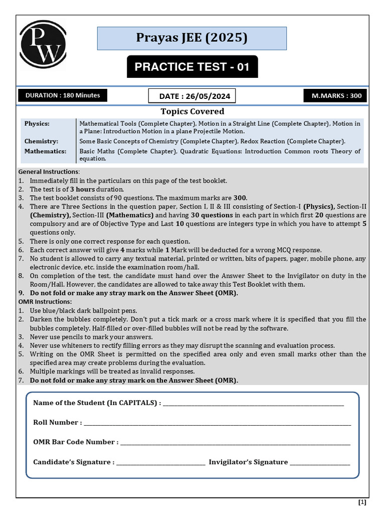 Practice Sheet | PDF | Redox | Acceleration