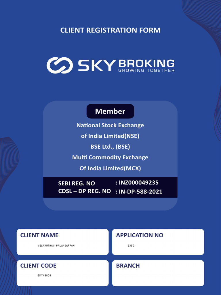 Client Registration Form | PDF | Identity Document | Stocks