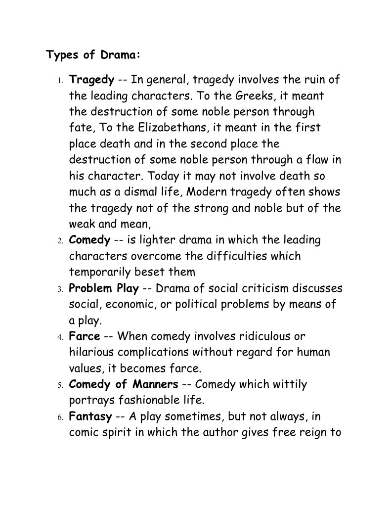 Types of Drama | PDF | Tragedy | Play (Theatre)