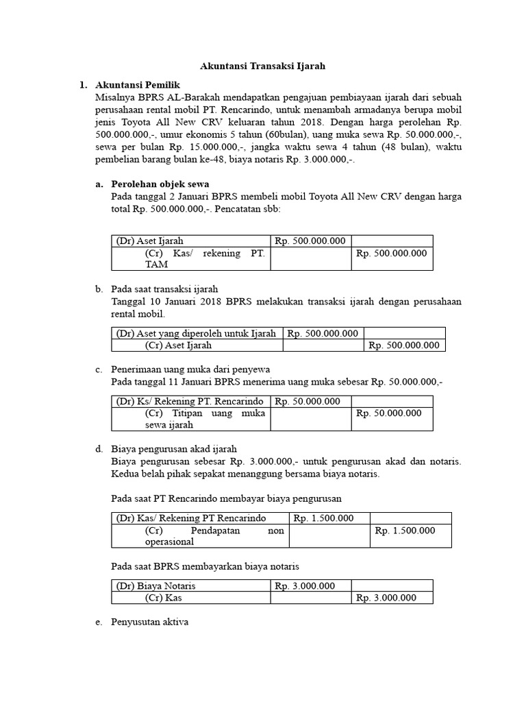Akuntansi Transaksi Ijarah | PDF