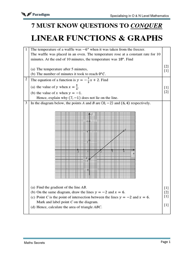 Sec 1 Paradigm Math Linear Functions Graphs | PDF | Mathematics | Mathematical Objects