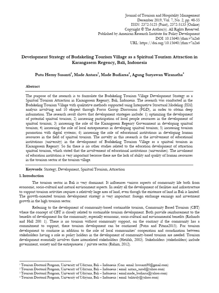 Development Strategy of Budakeling Touri | PDF | Tourism | Data