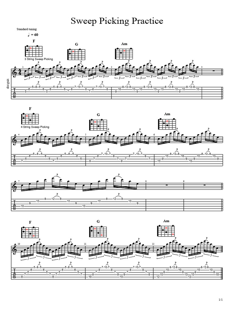 Sweep Picking Practice | PDF | Necked Lutes | Elements Of Music