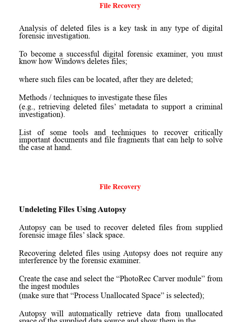 File Recovery Digital Forensics | PDF | Computers