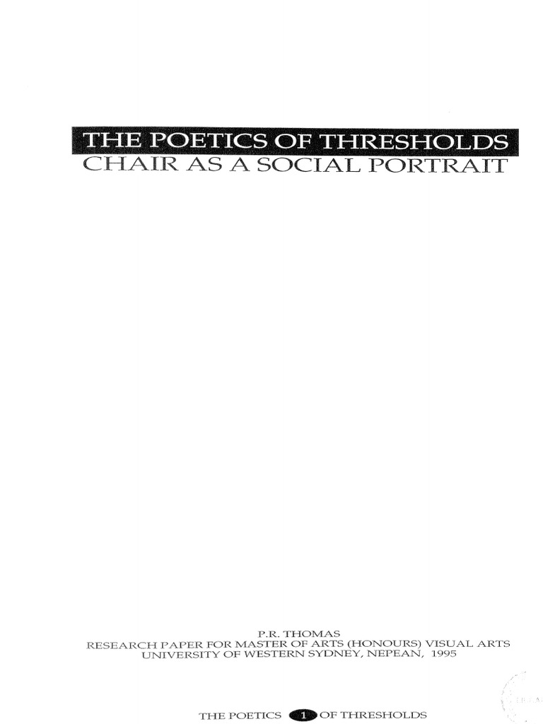 The Poetics of Thresholds - Chair As A Social Portrait | PDF