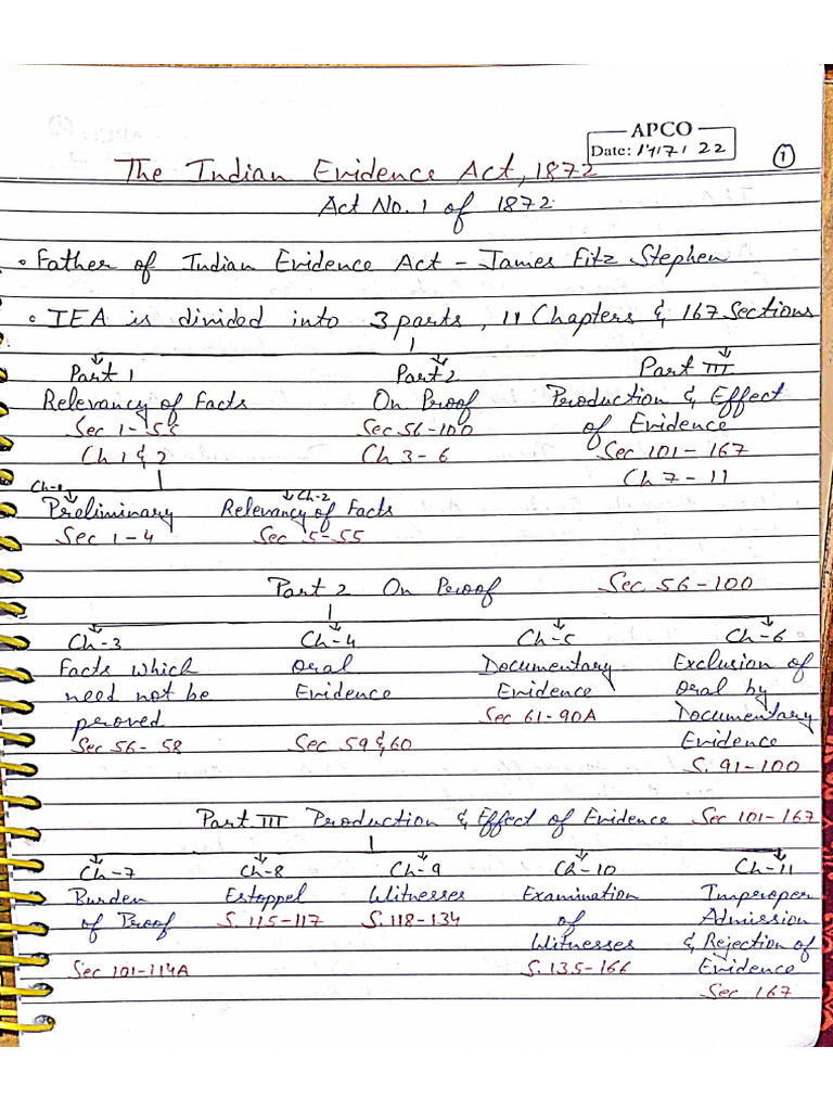 Indian Evidence Act Notes | PDF