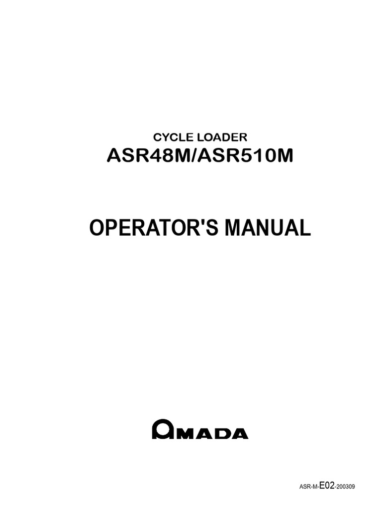 ASR48M 14624-ASR-M-E02-200309 (Operators Manual) | PDF | Switch | Pallet