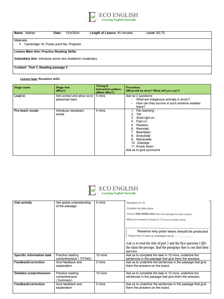 Cambridge 16 T1 Reading Passage 1 LPT - Receptive Skills | PDF ...