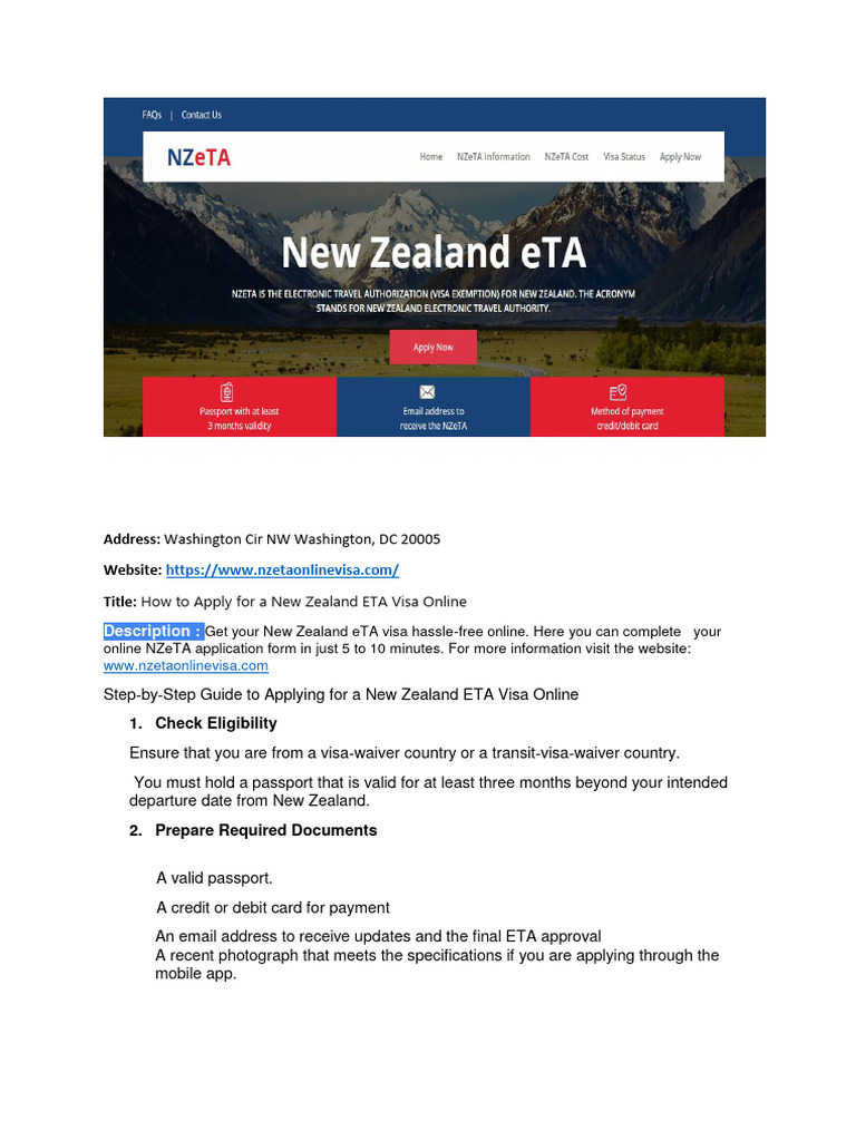 How To Apply For A New Zealand ETA Visa Online | PDF | Travel Visa ...