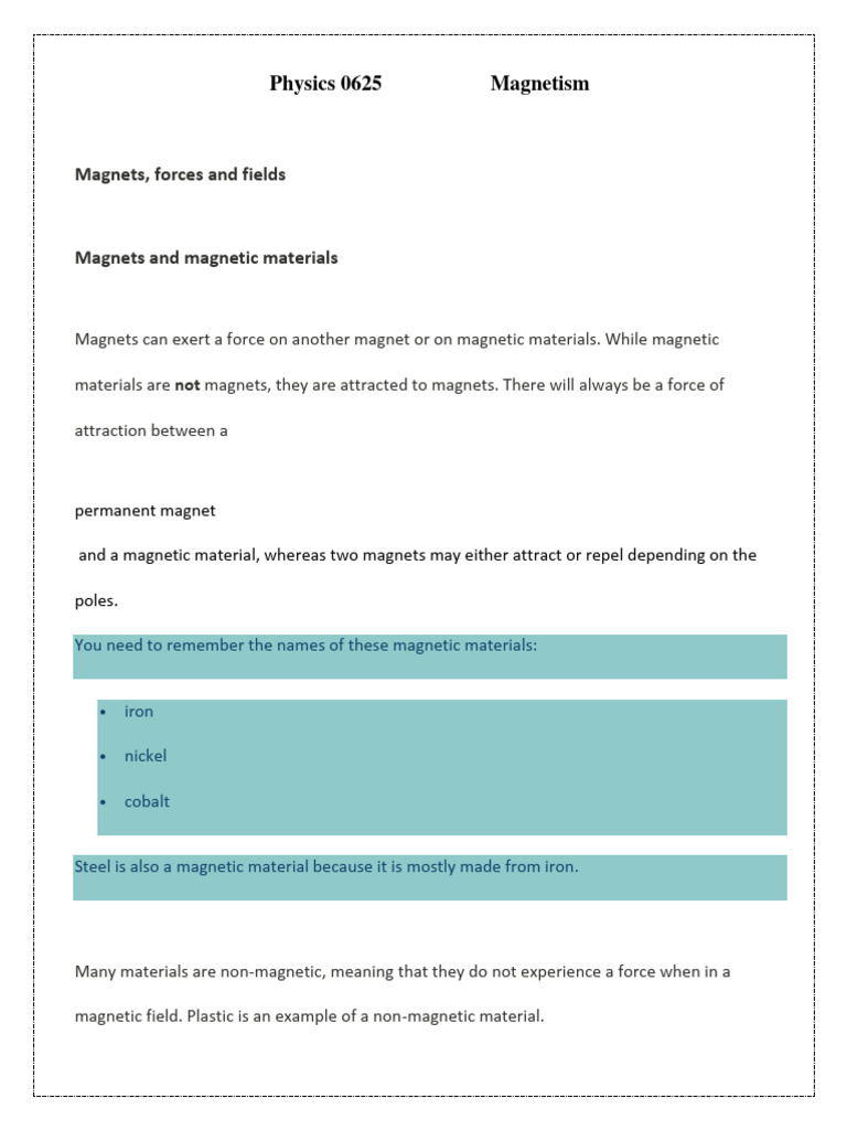 Magnetism (Notes) | Download Free PDF | Magnet | Magnetism