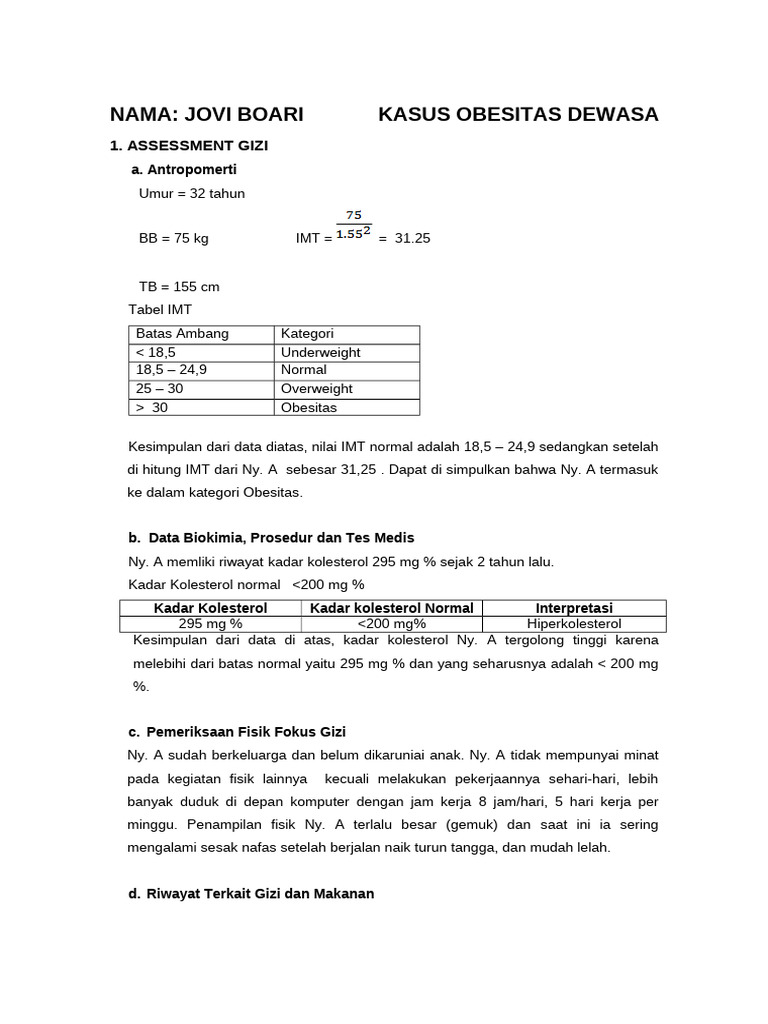 Kasus Obesitas Dewasa NCP | PDF