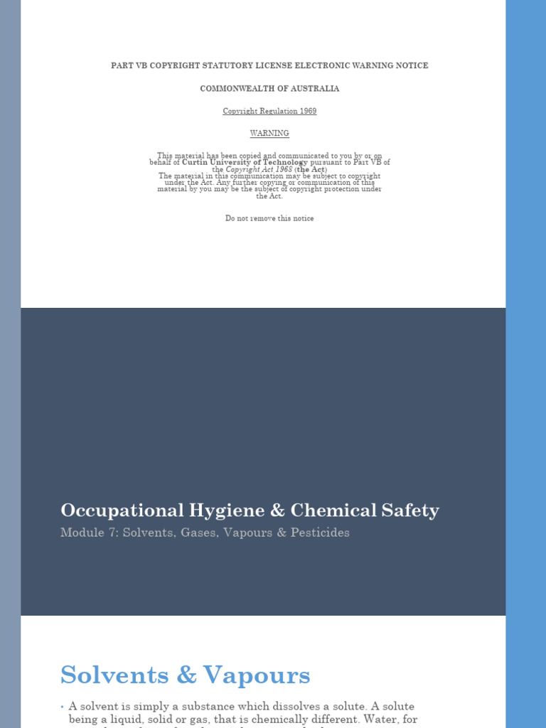 OCHS5002 - Solvents Gases and Vapours | PDF | Gas Chromatography | Solvent