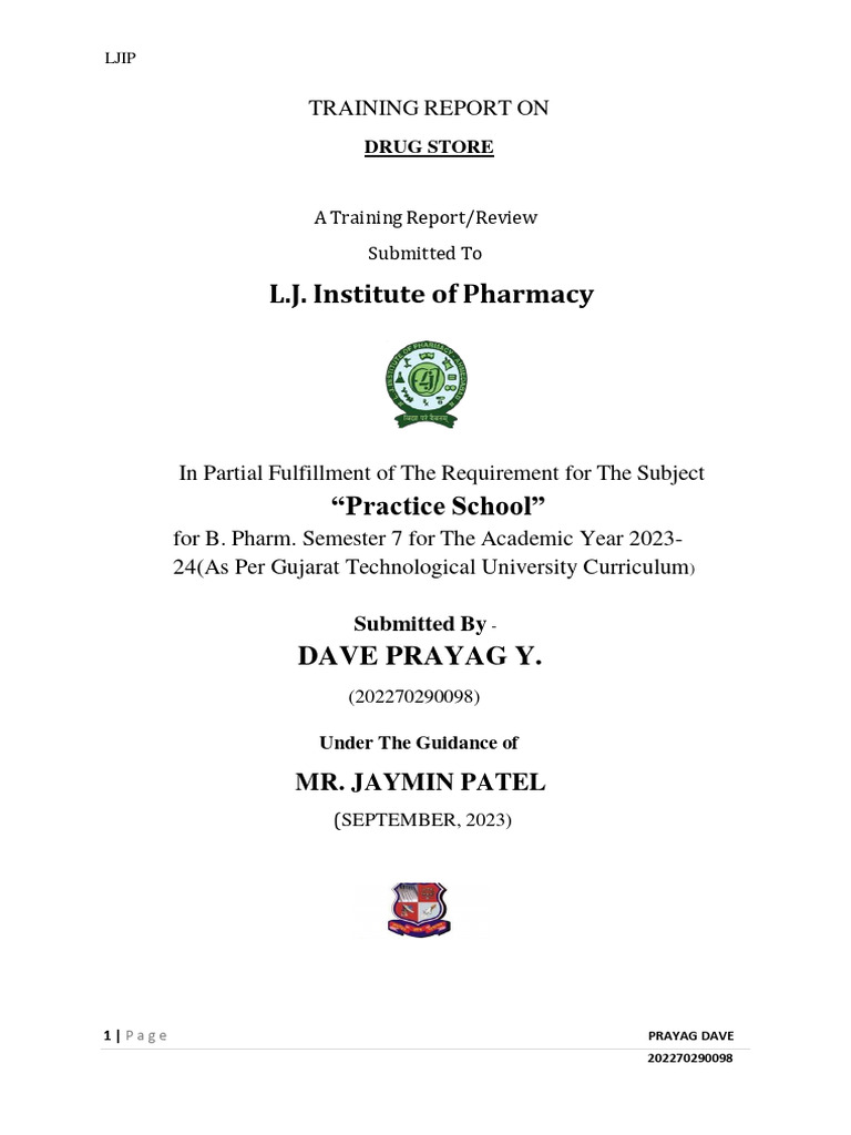 Pharmacy Store Training Report | PDF | Pharmacy | Medical Prescription