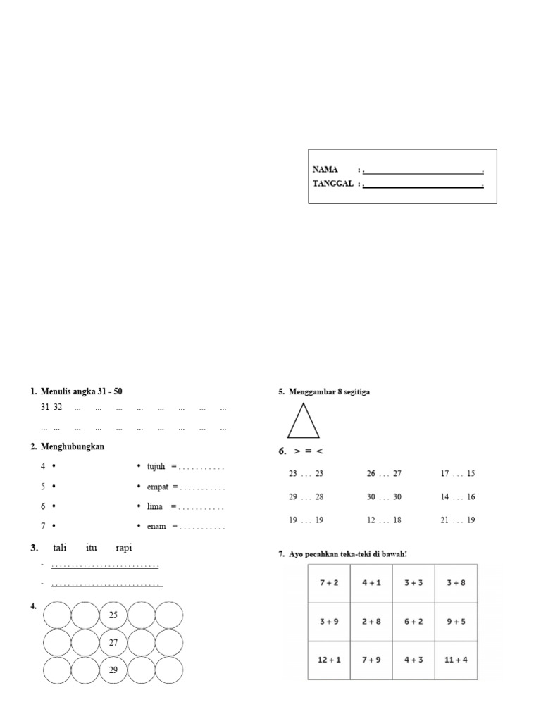 Menulis Angka 31 | PDF | Griya & Taman | Seni