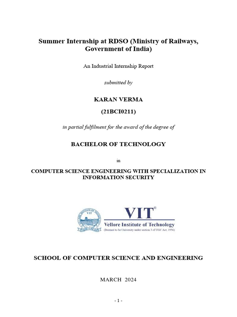 Summer Internship Report at RDSO | PDF | Databases | Html