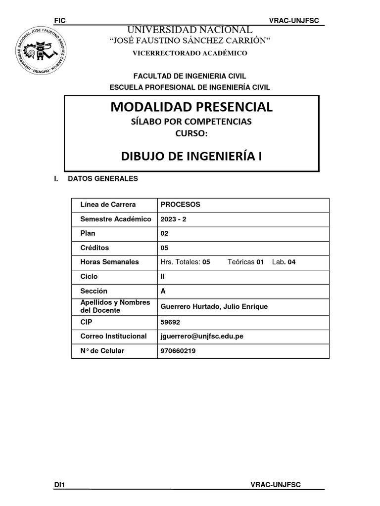 Modalidad Presencial: Dibujo de Ingeniería I | PDF | Diseño | Ingeniería