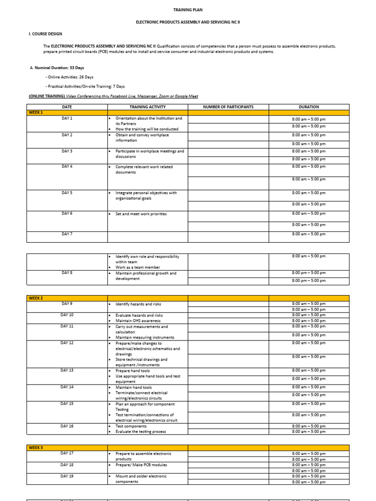 Epas Training Plan | PDF | Electrical Engineering | Electricity