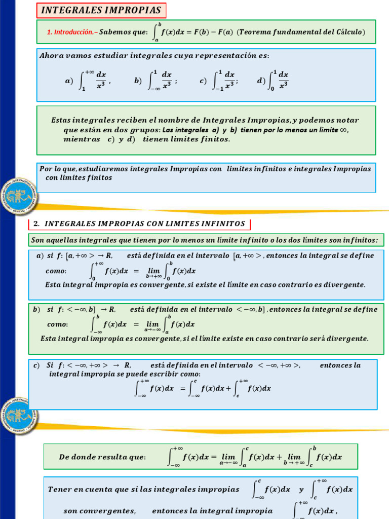 Integrales Impropias: Teoría y Ejemplos | PDF