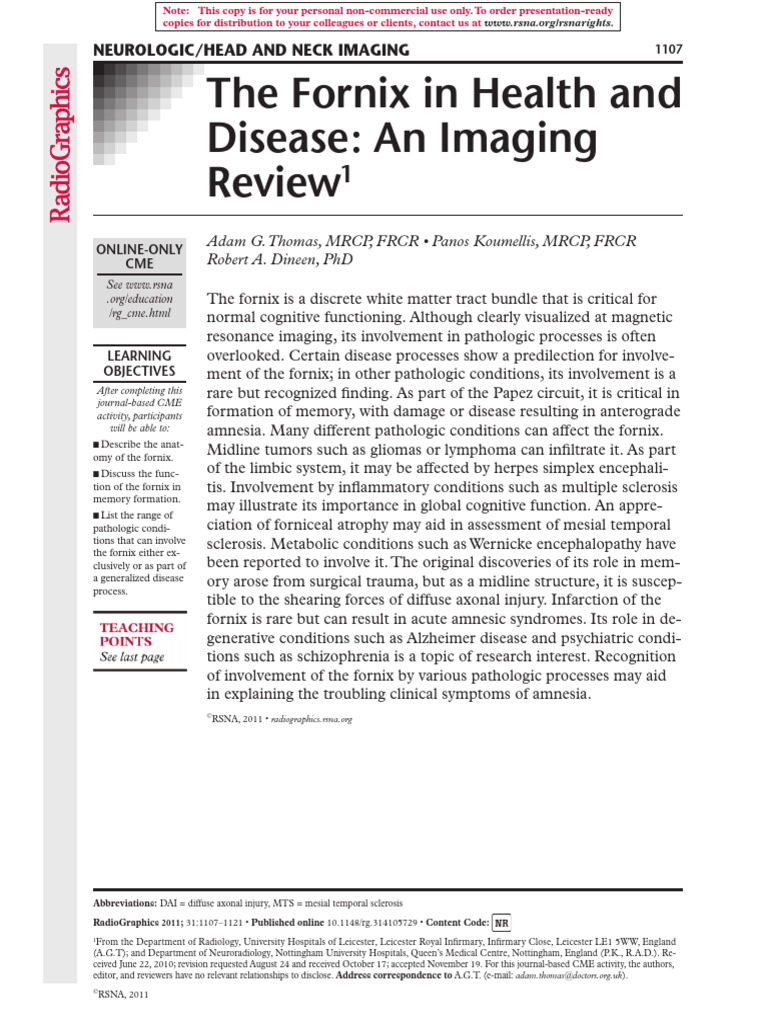 Thomas 2011 | PDF | Hippocampus Anatomy | Hippocampus