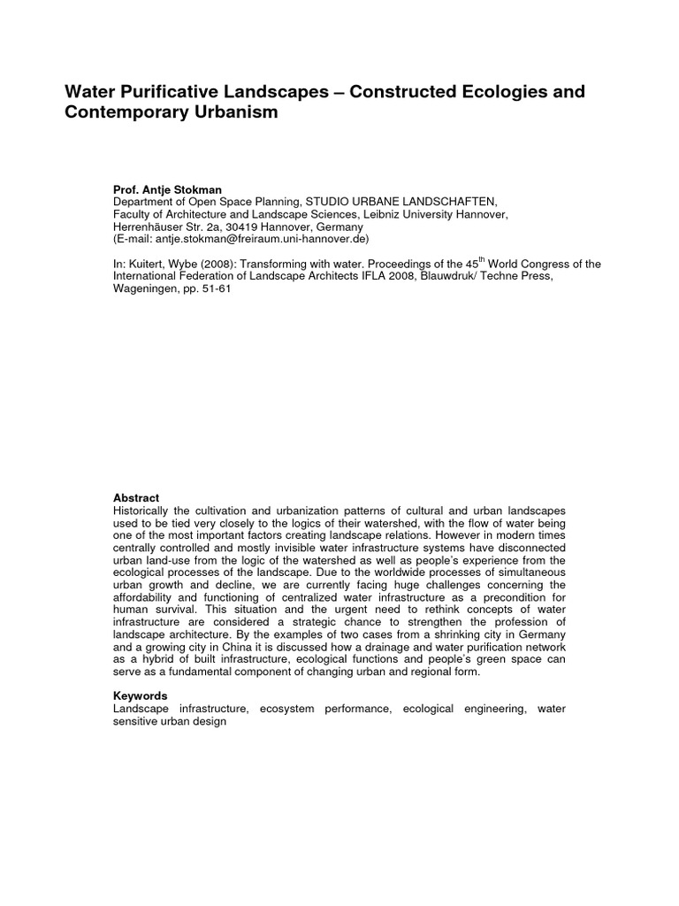 Water Infrastructure in Urban Landscapes | PDF | Infrastructure | Water Supply Network