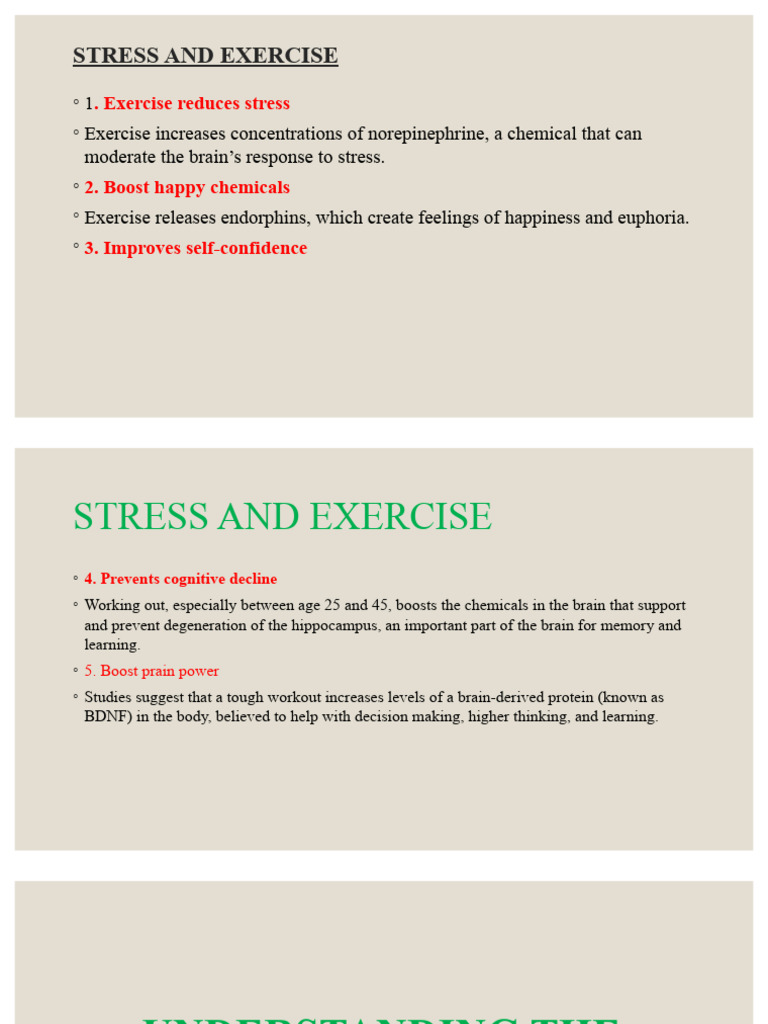 Stress Relief Through Exercise Benefits | PDF | Reinforcement | Goal