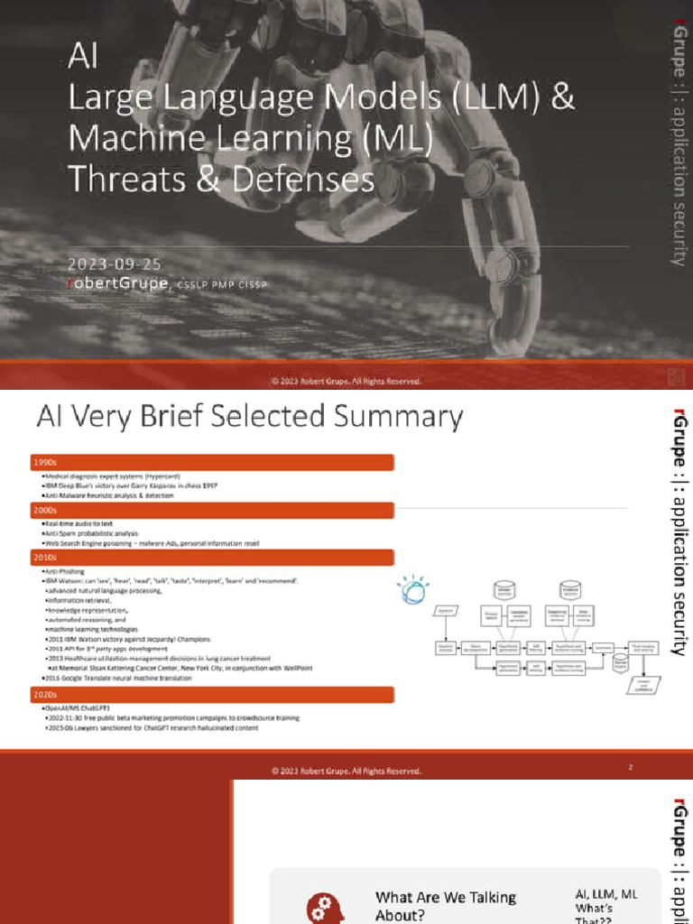 Application Security - AI LLMs and ML Threats & Defenses - 20240526 - 194019 | PDF