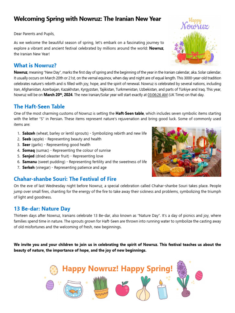 Welcoming Spring With Nowruz | PDF | Observances Set
