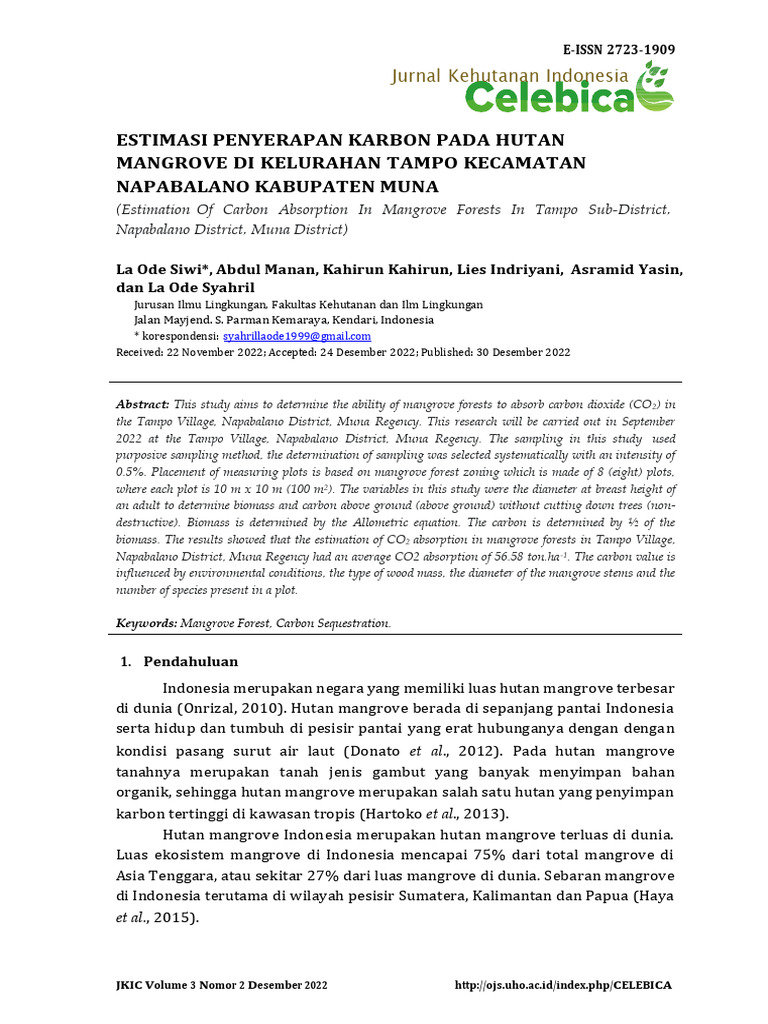 Penyerapan Karbon Mangrove Tampo | PDF