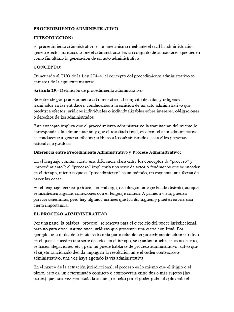 Procedimiento Administrativo: Conceptos Clave | PDF | Ley procesal ...