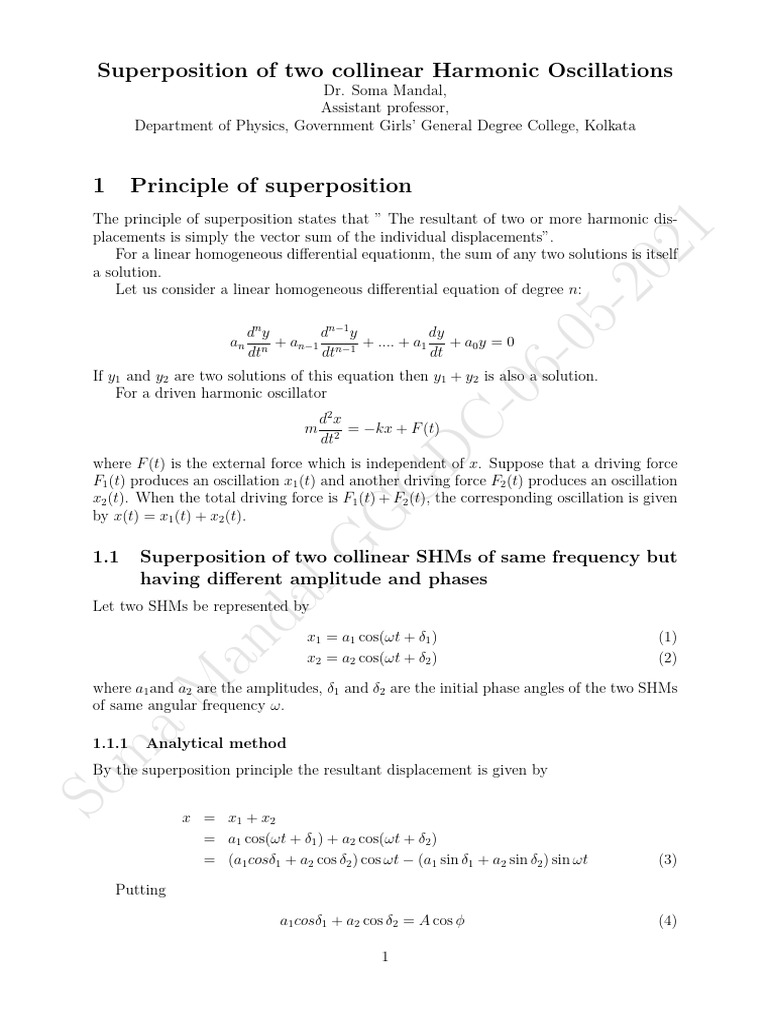 Superposition of Harmonic Oscillations | PDF | Euclidean Vector | Oscillation
