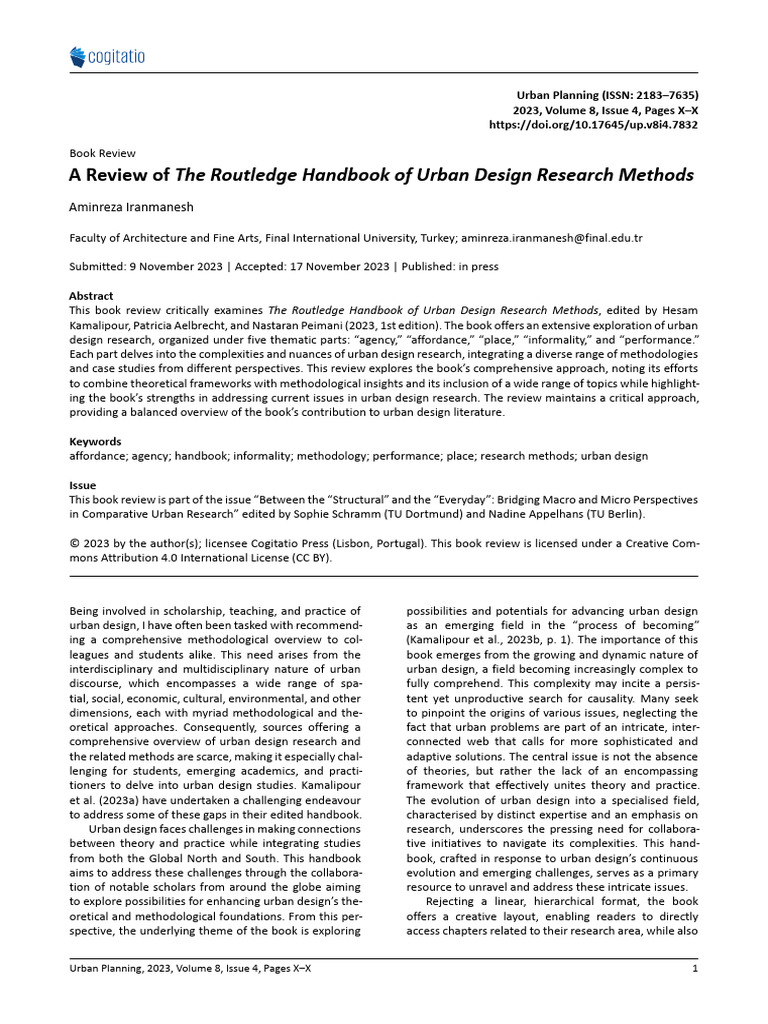 A Review of The Routledge Handbook of Urban Design | PDF | Urban Design | Methodology