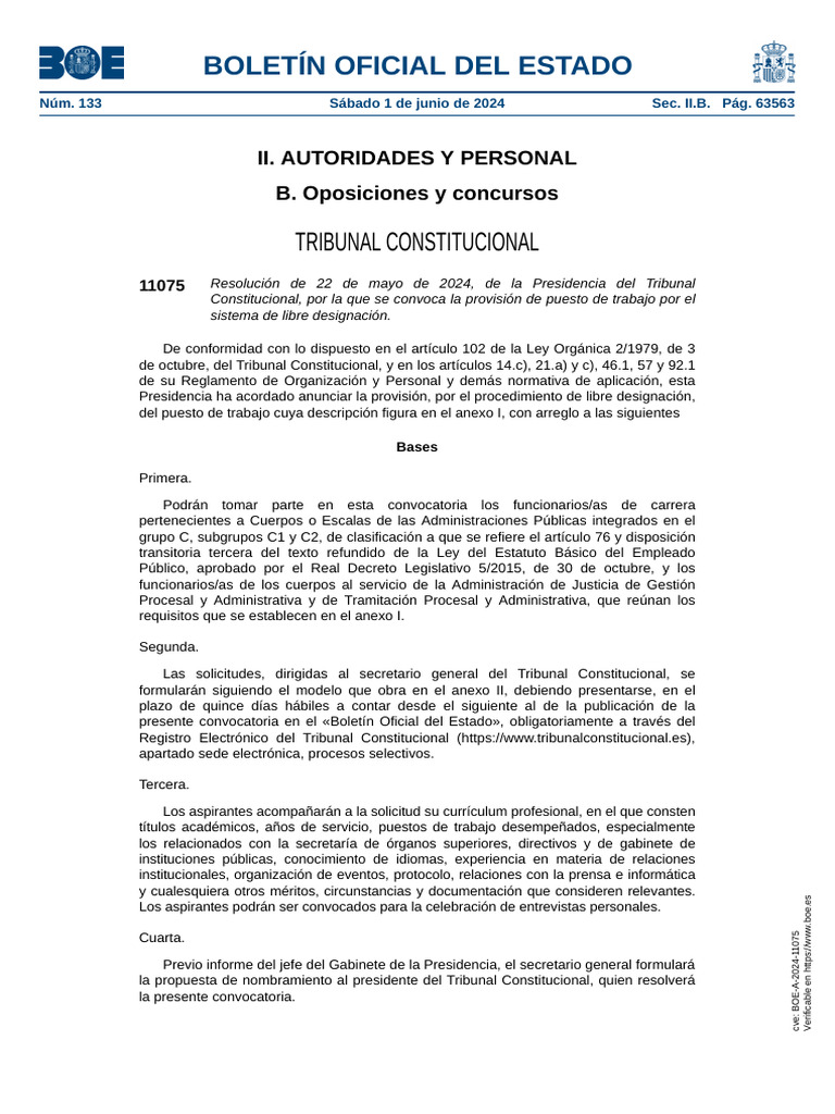 Boe A 2024 11075 | PDF | Ley procesal | Gobierno