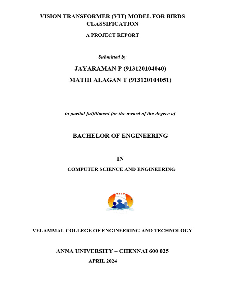 Vision Transformer (Vit) Model For Birds Classification | PDF | Deep ...