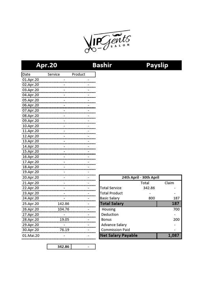 Bashir's April Payslip Summary | PDF