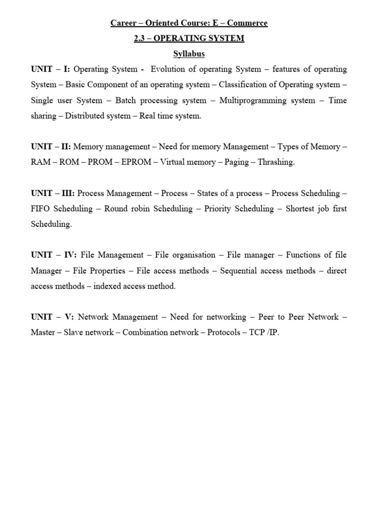 2nd Year - Operating System | PDF | Operating System | Process (Computing)