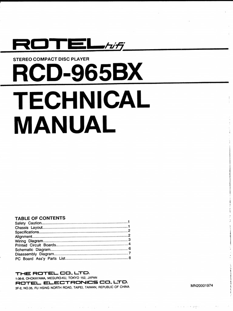 Rotel RCD 965BX Service Manual | PDF