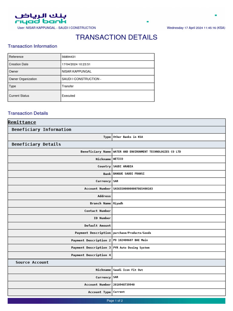 WETICO PO 102400607 BAE Main 10,867.50 SAR | PDF | Saudi Arabia | Currency