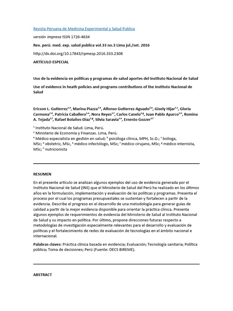 Revista Peruana de Medicina Experimental y Salud Publica | PDF | Control de la natalidad ...