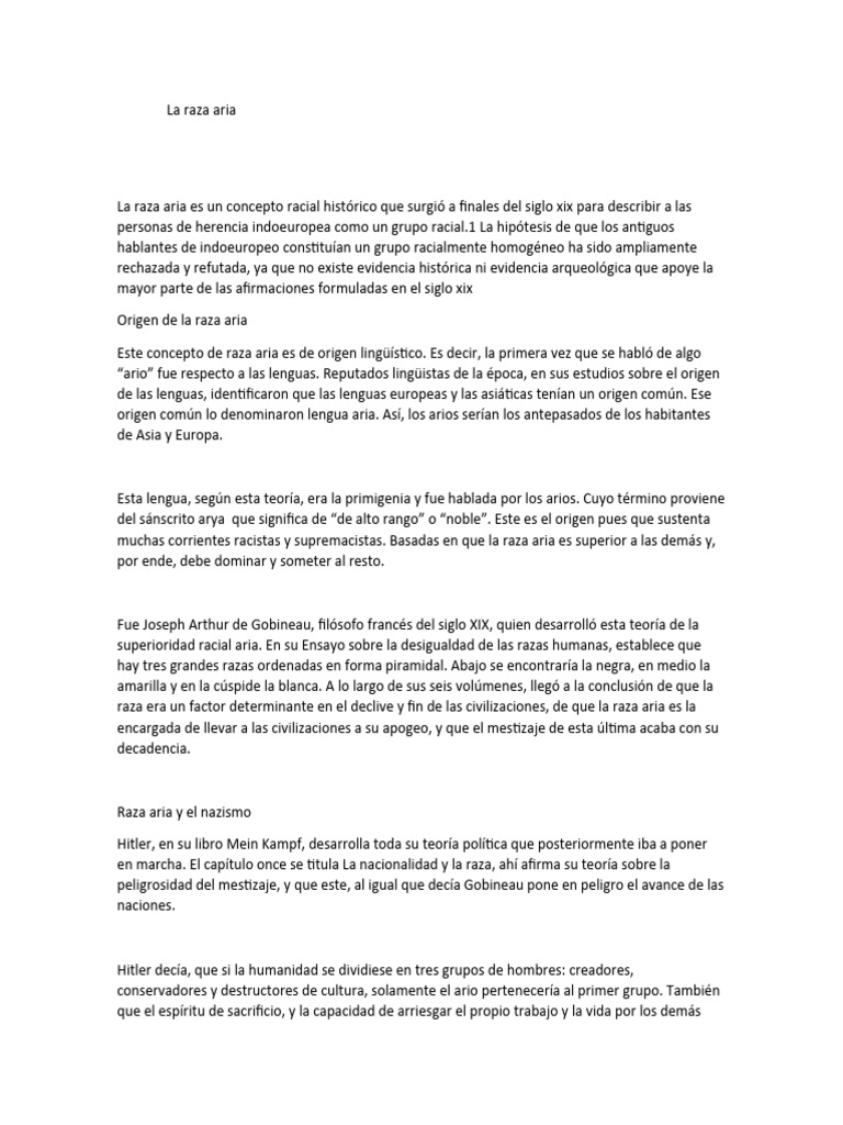 La Raza Aria | PDF | Raza (categorización humana) | Racismo