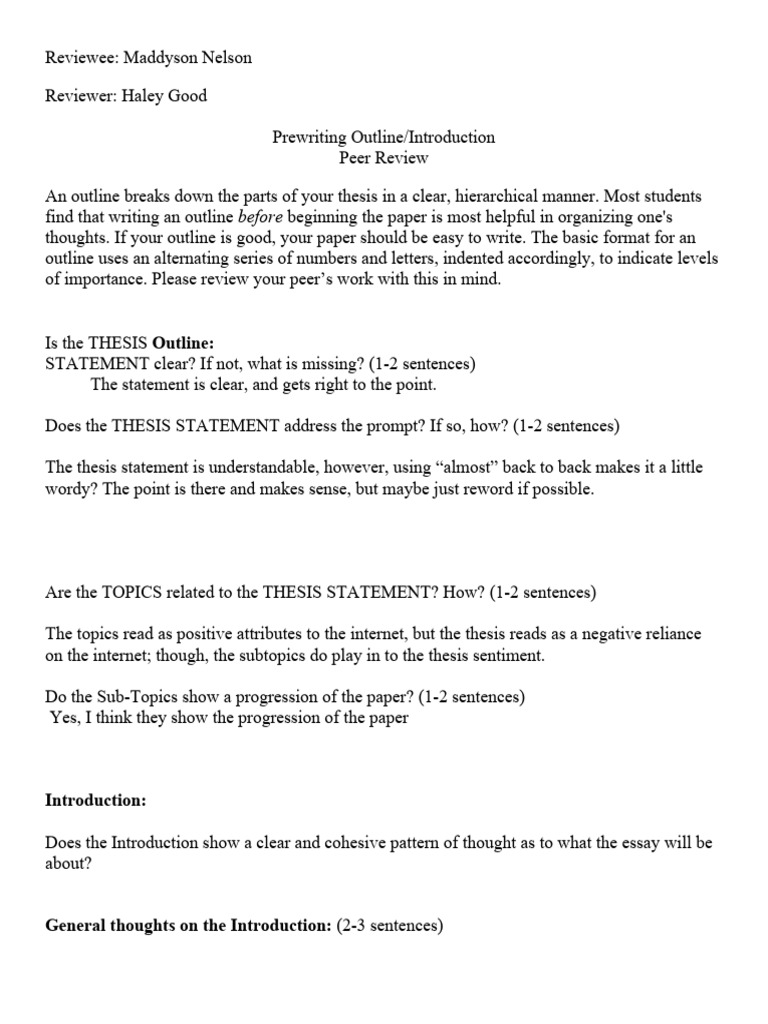 Outline-Introduction Checklist-1 Hgood 1 | PDF