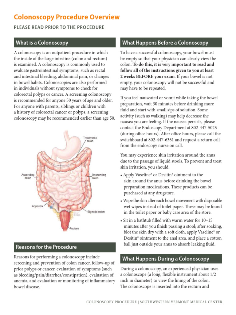 Colonoscopy Overview 2125 | PDF | Colonoscopy | Colorectal Cancer