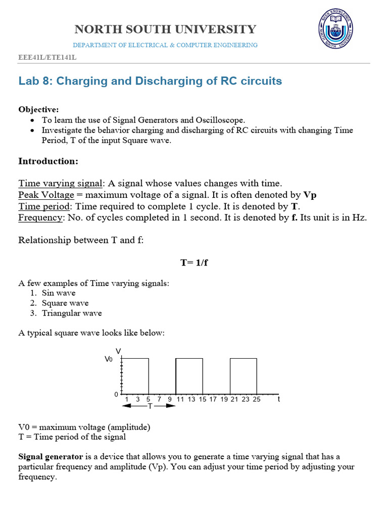 RC Circuit Charging and Discharging Lab | PDF | Capacitor | Electrical ...