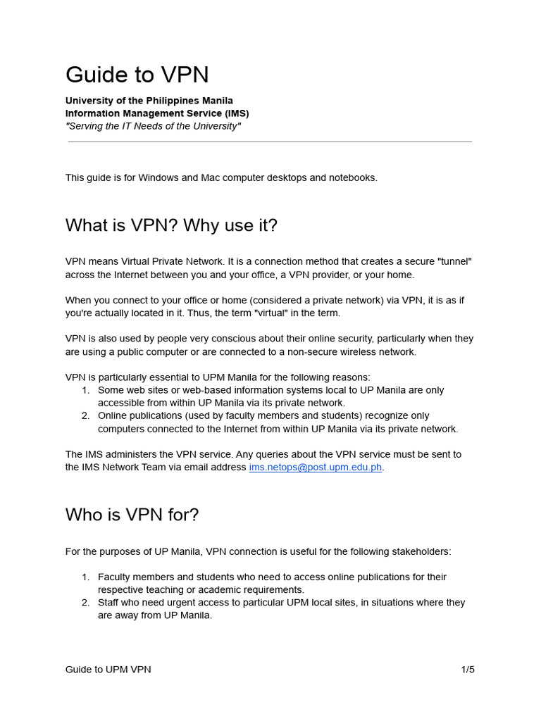 Guide To VPN (UPM-IMS) | PDF | Virtual Private Network | Computer Network