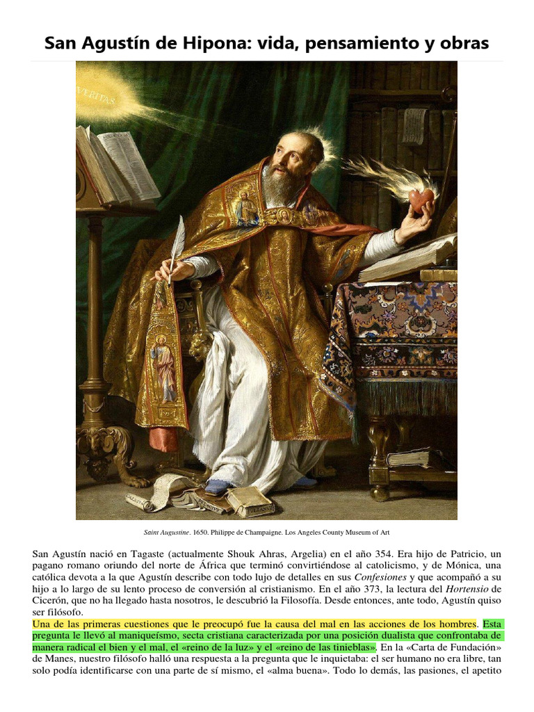 San Agustín de Hipona | PDF | Agustín De Hipopótamo | Platón