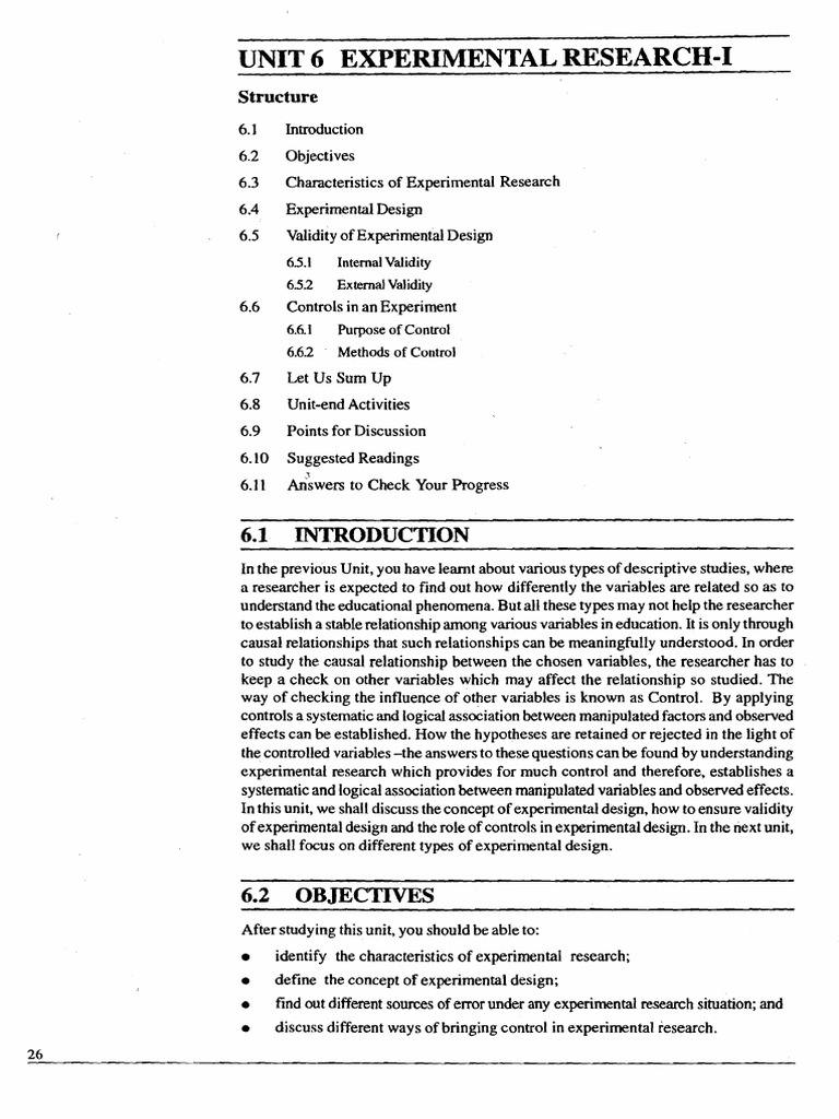 Unit 6 | PDF | Experiment | Validity (Statistics)