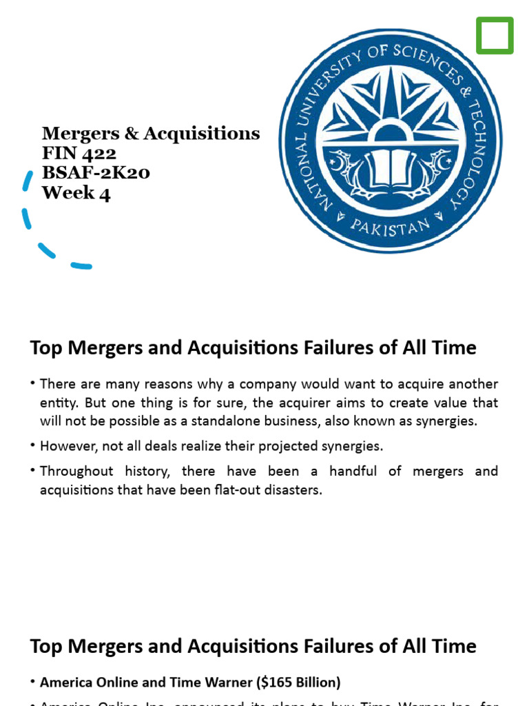 Lecture 3 (Why Mergers Fail) | PDF | Mergers And Acquisitions | Citigroup Lecture 3 (Why Mergers Fail) | PDF | Mergers And Acquisitions | Citigroup