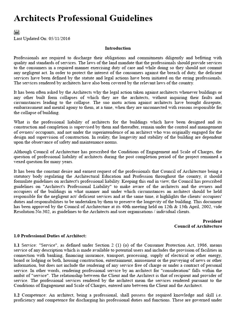 Architects Professional Guidelines | PDF | Architect | Insurance