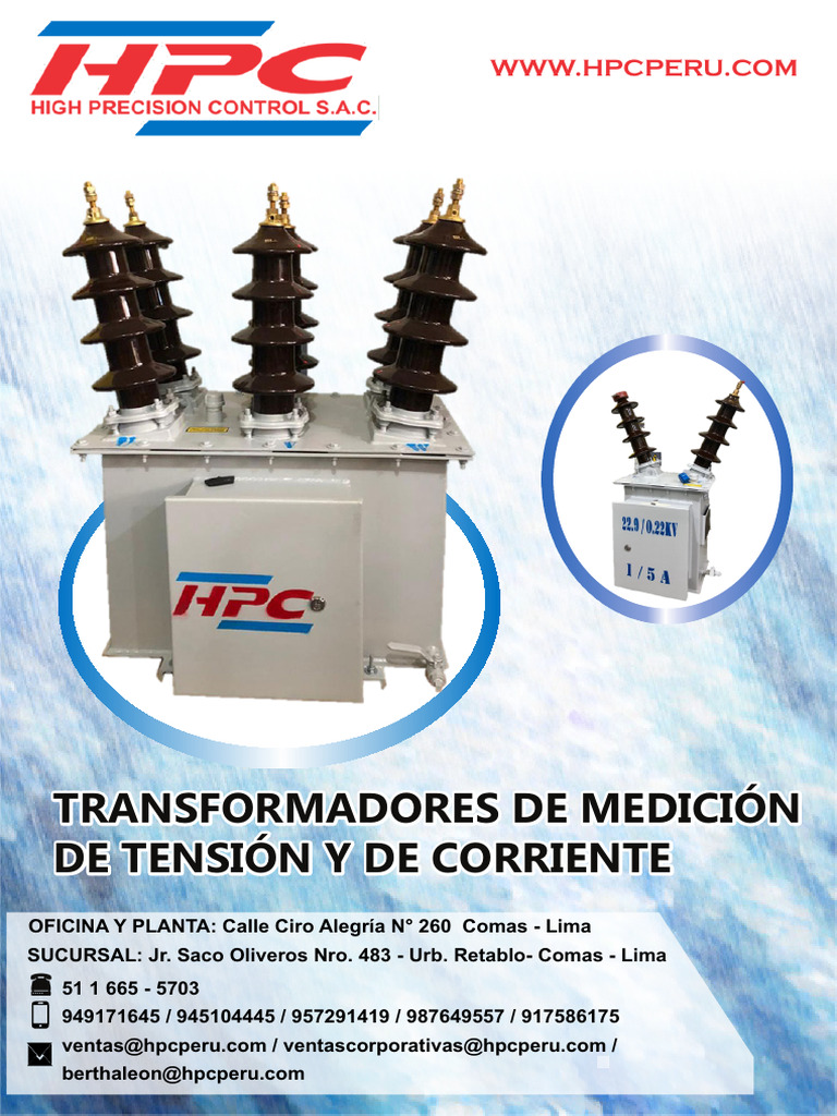 Catalogo de Transformadores de Medicion de Tension y de Corriente - HPC | Descargar gratis PDF ...